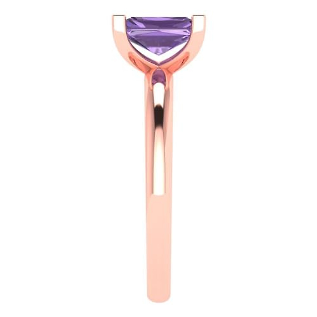 Clara Pucci 1.0 ct Emerald Cut Solitaire Simulated Alexandrite Engagement Wedding Bridal Promise Anniversary Ring 18K Rose Gold Size 6.5