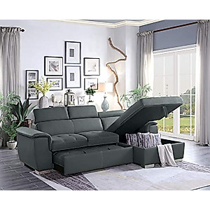 Homelegance Ferriday 98" x 66" Sectional Sleeper with Storage, Gray