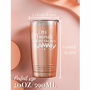 Onebttl Gammy Gifts for Grandma, Insulated Stainless Steel Wine Tumbler with Lid, For Grandma on Birthday, Mother’s Day, Christmas gifts, Rose Gold, (20 oz) My favorite people call me Gammy