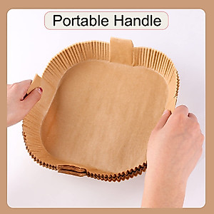 Air Fryer Disposable Paper Liner, Square Parchment Cooking Non-Stick, Baking Roasting Food Grade Paper for Air Fryer, Microwave Oven, Frying Pan, Oil-proof, Water-proof (50PCS 7.9 Inch Natural)