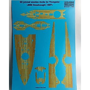 Print Scale 3D350-002 - 1/350 3D Printed Wooden Decks for Trumpeter “HMS Dreadnought” New