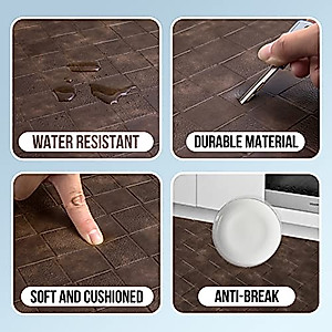 Kitsure Kitchen Mats for Cushioned Anti-Fatigue Use 2 PCS, Anti-Slip Kitchen Rugs, Easy-to-Clean and Comfortable Standing Desk Mats for Offices, Kitchens, Sinks, 17.3"×30"+17.3"×47", Brown