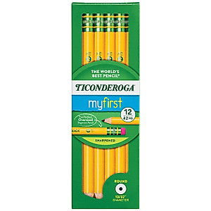 TICONDEROGA My First Pencils, Wood-Cased Soft, Pre-Sharpened, 12 Count (X33312)