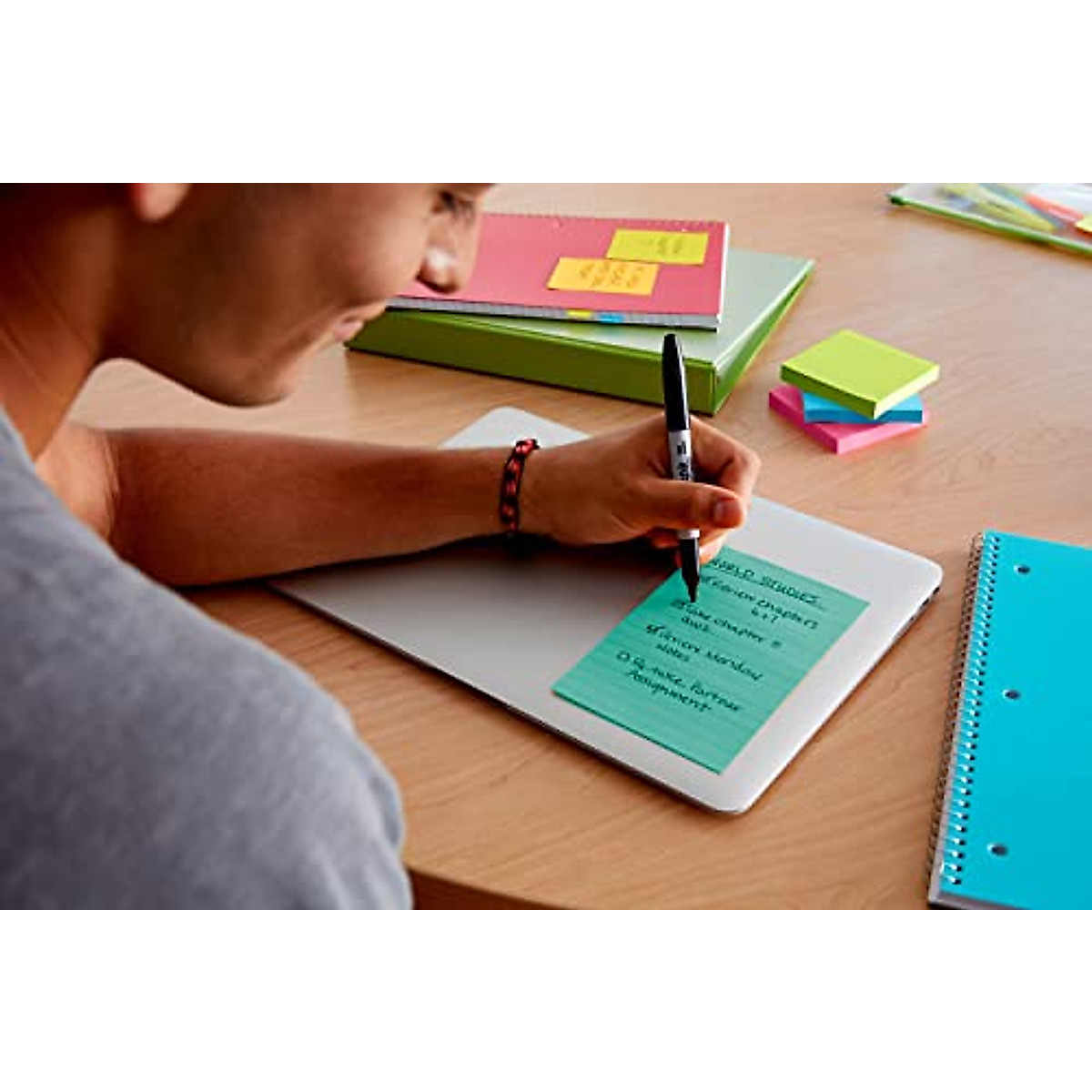 Post-it Super Sticky Notes, 4x6 in, 5 Pads, 2x the Sticking Power, Supernova Neons, Bright Colors, Recyclable (660-5SSMIA)