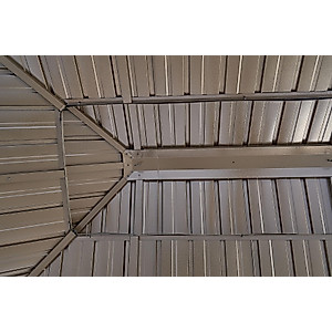 12' x 20' Hardtop Gazebo Outdoor Canopy Tent w/Double Galvanized Steel Vented Roof &Aluminum Frame for Garden Backyard,Permanent Metal Pavilion Heavy Duty Sunshade w/Privacy Curtains for Patio (Brown)