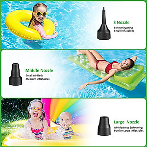 Electric Air Pump, AGPtEK Portable Quick-Fill Air Pump with 3 Nozzles, 110V AC/12V DC, Perfect Inflator/Deflator Pumps for Outdoor Camping, Inflatable Cushions, Air Mattress Beds, Boats, Swimming Ring