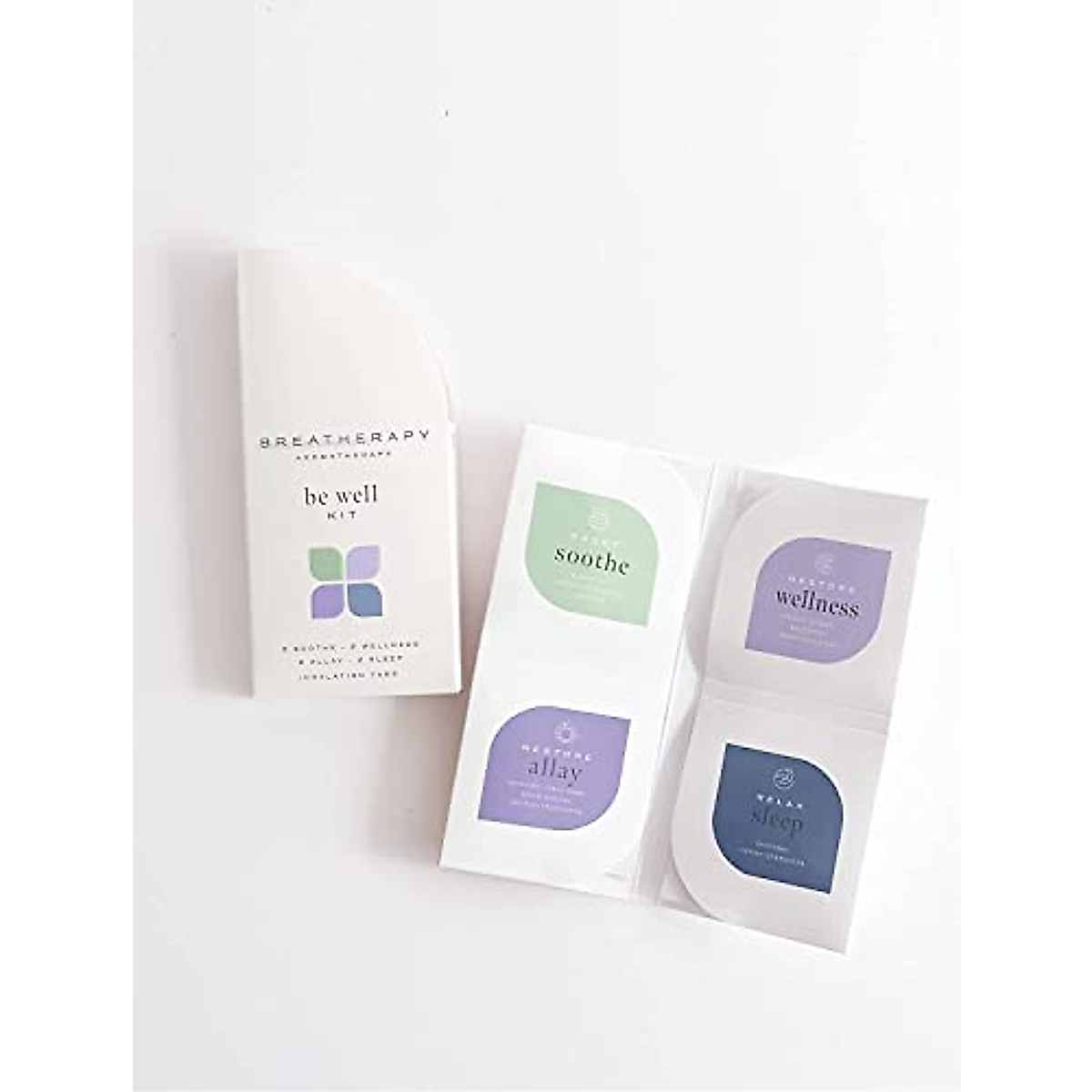 Breatherapy Be Well Kit - Pure Essential Oil Aromatherapy InhalationTabs, 8-Pack (2 Each: Wellness, Allay, Soothe, Sleep)