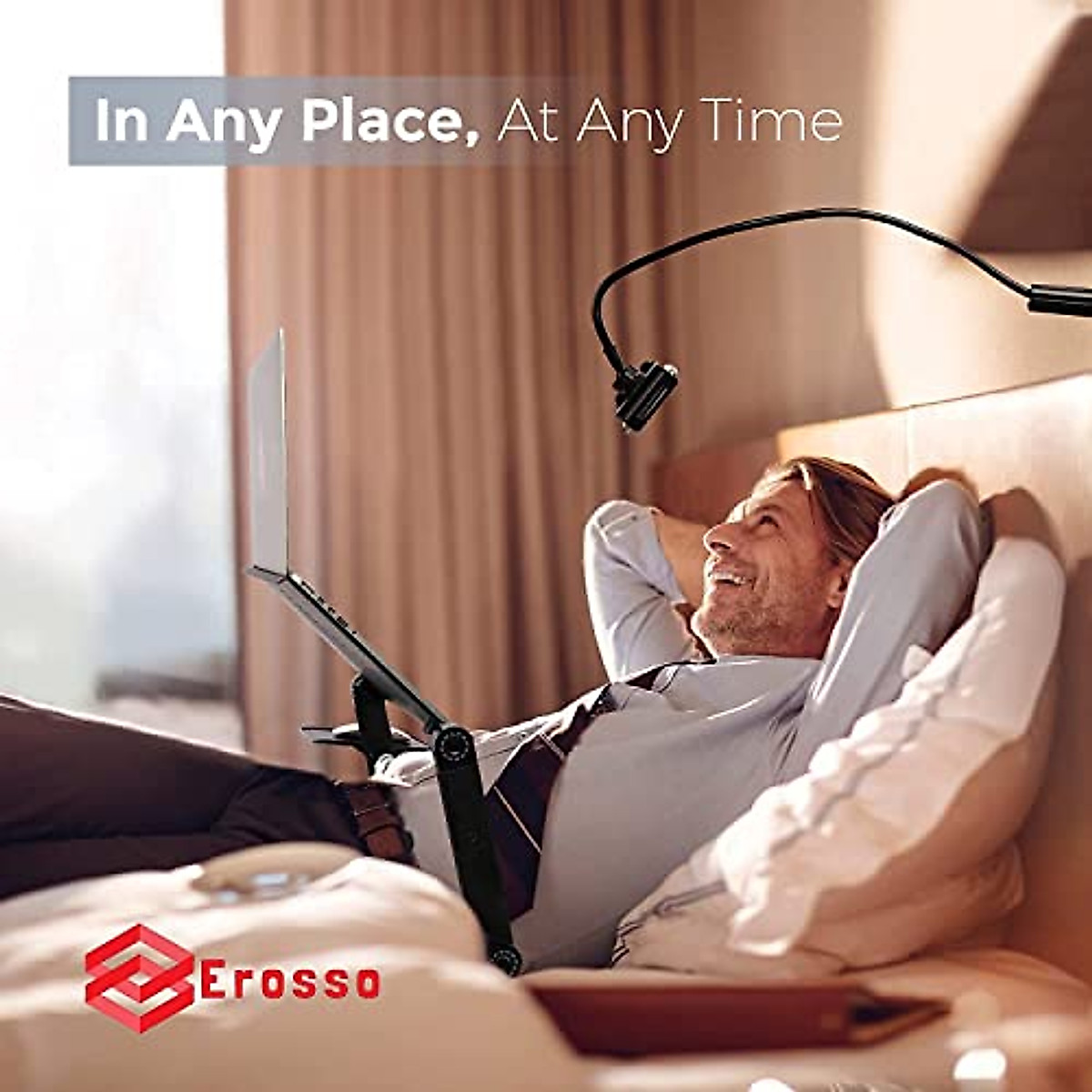 DZHJKIO Laptop Stand for Bed- Portable Laptop Table -Folding Laptop Table - Laptop Stand Adjustable Height with Phone Holder and Mouse Pad Ergonomic Laptop Desk for Couch Computer Riser by Erosso