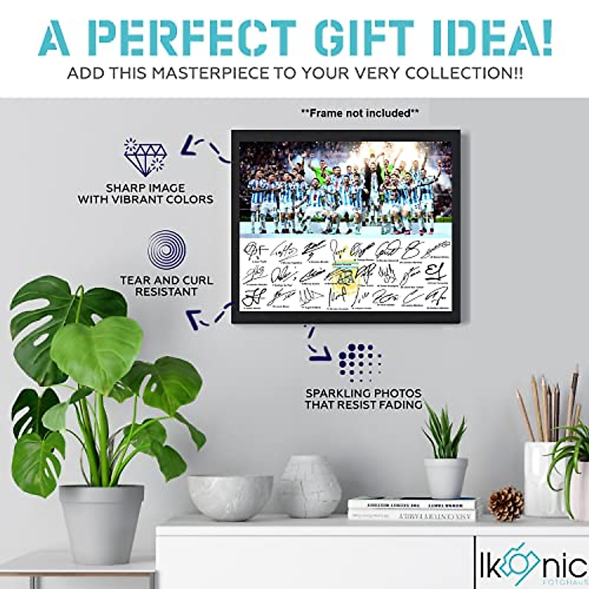 Ikonic Fotohaus Argentina World Cup Champions Lionel Messi Di Maria De Paul Alvarez Dybala Martinez Team Signed Photo Autograph Print Wall Art Home Decor