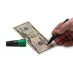 Dri Mark Dual Test 351UVCL - The Original Counterfeit Detection Marker Pen with UV LED Cap, Tests for Security Strips and Authentic Currency Paper - 1 UV Light/Pen Black/Green Plus 1 Holder with Coil
