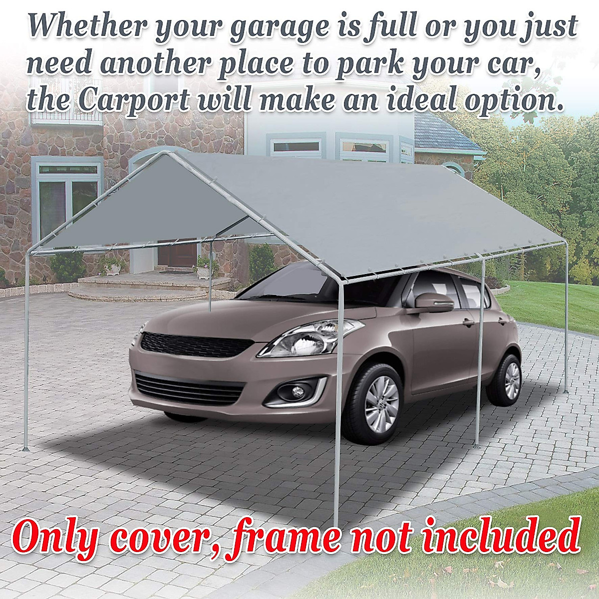 Strong Camel Outdoor 10x20 Replacement Canopy Roof Cover Outdoor Carport Covers (Silver)