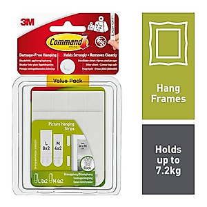 Command Medium and Large Picture Hanging Strips, Damage Free Hanging Picture Hangers, No Tools Wall Hanging Strips for Living Spaces, White, 4 Medium Pairs and 8 Large Pairs