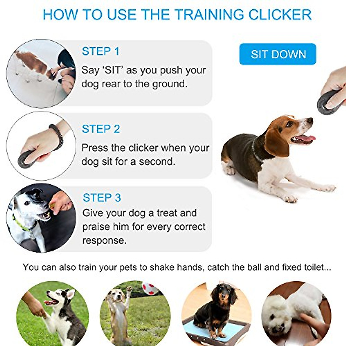 Diyife Dog Clicker, [4 PCS, Multi-Color] Training Clicker with Wrist Strap for Dog Cat Horse,