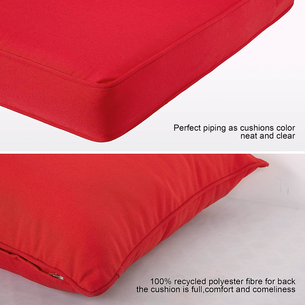 ARTPLAN Outdoor Deep Seat Cushion Set for Wicker Chair，Seat:24"x 24" x 4"，Back:22" W x 24", 100% Foam,Water Repellant, Fade Resistant,Cushion Replacements for Patio Furniture,Red