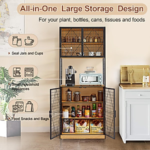 VECELO 72in Tall Kitchen Pantry Cabinet with Doors and Shelves, Large Freestanding Storage Cupboard with Countertop Hutch for, Oak