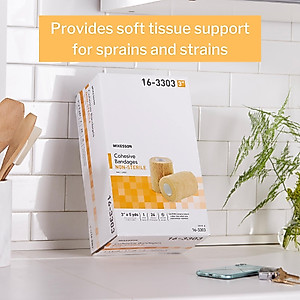 McKesson Cohesive Bandages, Non-Sterile, Contains Latex, 3 in x 5 yds, 1 Count, 24 Packs, 24 Total