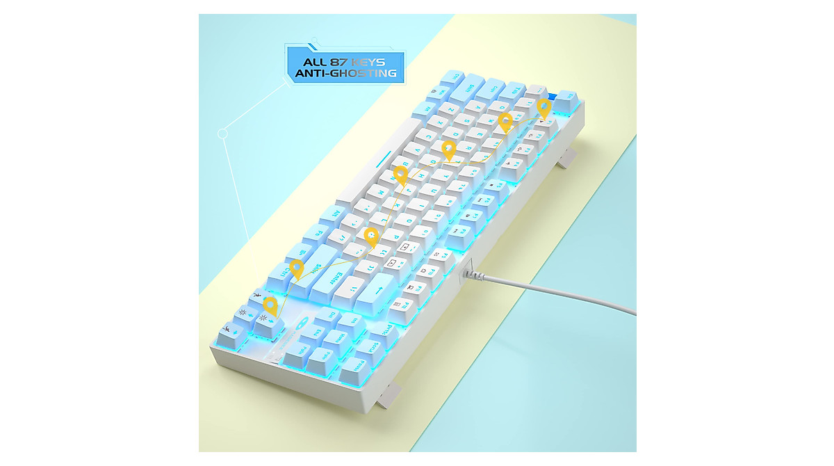 MageGee 75% Mechanical Gaming Keyboard with Red Switch, LED Blue ...