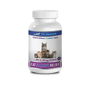 cat Allergy aid - cat Itchy Skin Relief - CAT Allergy Relief Complex - Quercetin for Cats - Nettle Leaf for Cats, Itch and Allergy Relief for Cats, Skin and Itch Relief for Cats 1 Bottle (75 Chews)