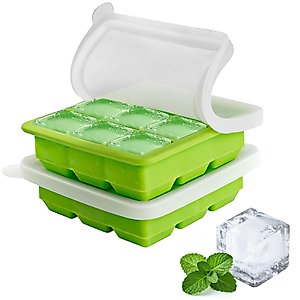 Aibirui Ice Cube Tray with Lid (9X2 Pcs), Small Ice Cube Trays, Silicone Ice Cube Trays for Freezer, Mini Square Ice Cube Mold for Ice Coffee, Drinks, Whiskey, Cocktail, Bourbon, Baby Food