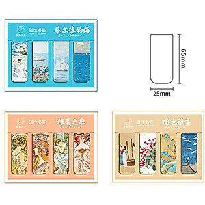 XINSHUN 4pcs/Set Magnetic Bookmarks Book Page Markers Clip Starry Sky Magnet Page Markers Set Assorted Bookmarkers Set World Famous Painting Magnetic Bookmark for Students Reading Book Lovers Ukiyo-e