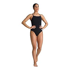 Arena Women's Standard Team Swimsuit Light Drop Solid Fl, Black-White, 36