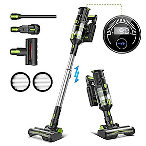DevoacTech Cordless Vacuum Cleaner, Super Powerful Suction 33KPa Stick Vacuum 8 in 1, 265W Brushless Motor, Up to 45mins Runtime, LED Display Handheld Vacuum for Hard Floor Carpet Pet Hair -M100