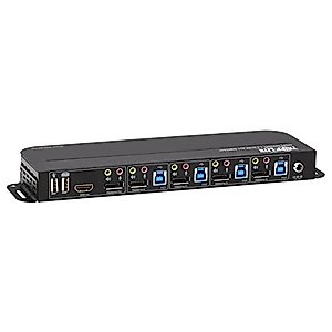 Tripp Lite 4 Port DisplayPort USB KVM Switch, Quad Port DP USB KVM Switch, 4K 60 Hz, HDR, HDCP 2.2, DP 1.4, USB 3.0 Cables, Black (B005-DPUA4)