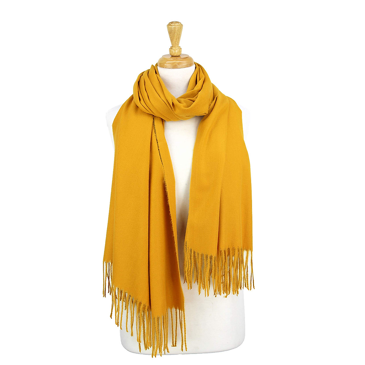 PASKMLNA Large Cashmere Wool Pashmina Shawl Wrap Scarf (Mustard Yellow #2-16)