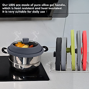 Microwave Splatter Cover Glass Guard Lid with Collapsible Silicone for Food Pot Plate 10.5 inch Black