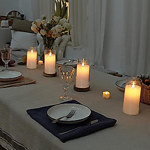 5plots 3" x 6" Pure White Flickering Flameless Candles with Clear Shell, Unbreakable Glass Battery Operated Plexiglass LED Pillar Radiance Candles with Remote Control and Timer