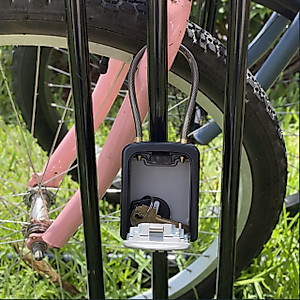 Iron Lock ® - Key Lock Box Portable with Removable Cable Shackle Indoor Outdoor Waterproof 4 Digit Combination with Resettable Code with A B Switch Key Lockbox for Outside Hold Spare Keys for Realtors