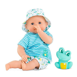 Corolle Bebe Bath Marin Baby Doll - 12" Soft-Body with Rubber Frog Toy, Safe for Water Play in Bathtub or Pool, Vanilla-Scented - for Kids sges 18 Months and up