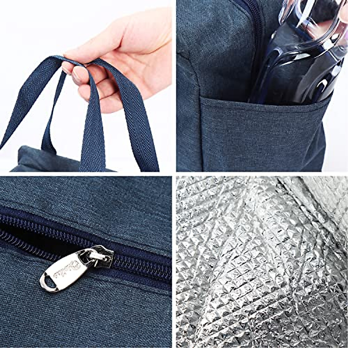 deetik Insulated Reusable Grocery Bag delivery bag,small size,for camping traving keep food warm or cool. (blue.2pack)