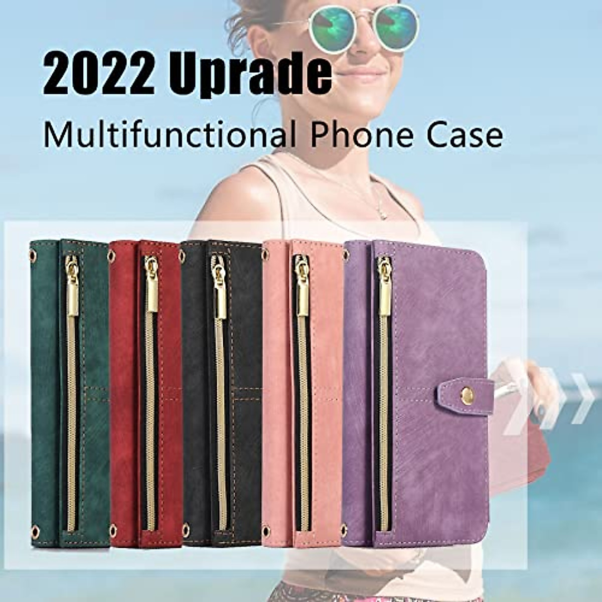 ZCDAYE Wallet Case iPhone 11(6.1 inches), iPhone 11 Phone Case with Strap, Premium Zipper (with Wristlet) Flip Leather Phone Case for iPhone 11(6.1 inches) - Red