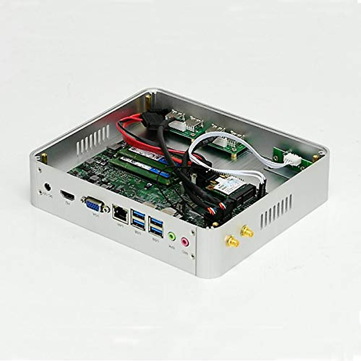 Kaby Lake i5 7200U Industrial PC,Fanless PC,Mini Box PC with 8G RAM 128G SSD Rich IO: DP HDMI USB3.0 LAN SD Card Reader Aluminum Case 4K Display