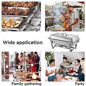 BotaBay Pack of 4 Chafing Dish 8 Quart High-Grade Stainless Steel Pans Chafers and Buffet Warmers Sets with Water Pan, Food Pan, Fuel Holder and Lid Catering Full Size