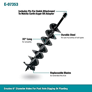 Makita E-07353 6" Earth Auger Drill Bit