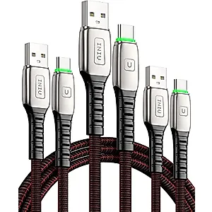 INIU USB C Cable, [3 Pack] 3.1A QC Fast Charging USB Type C Cable, Braided (1.6+3.3+6.6ft) USB-C Phone Charger Cables for Samsung Galaxy S21 S20 S10 Plus Note 10 LG Google Pixel OnePlus Huawei etc