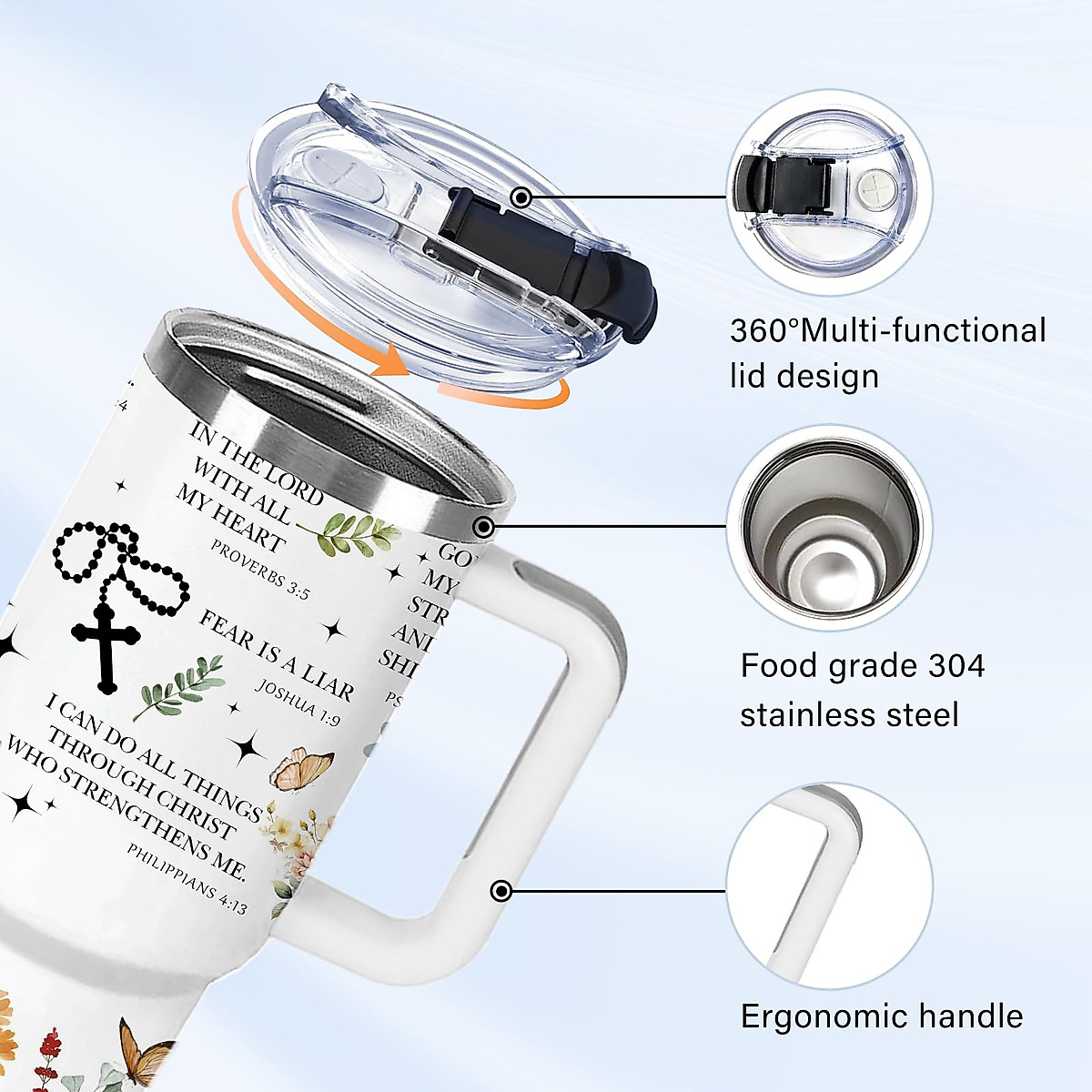 Christian Gifts for Women God Tumbler 40oz Child of God Gifts Coffee Travel Cup - Inspirational Religious Birthday Catholic Spiritual Gift for Sister Friends, Baptism Confirmation Gift for Girls