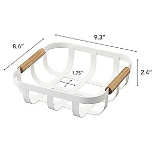 YAMAZAKI Home Tosca Fruit Basket - Kitchen Decorative Metal Holder Bowl - Steel + Wood, White