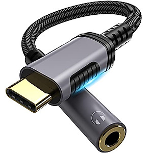 Jelanry USB C to 3.5mm Adapter, USB Type C Headphone Audio Jack Cable Cord Hi-Fi Dongle Aux USB C Earbuds Adapter for Samsung S23 S22 Galaxy S21 S20 Note 20 10 Pixel 7 6 5 OnePlus 11 10 9 8 Pro, Grey