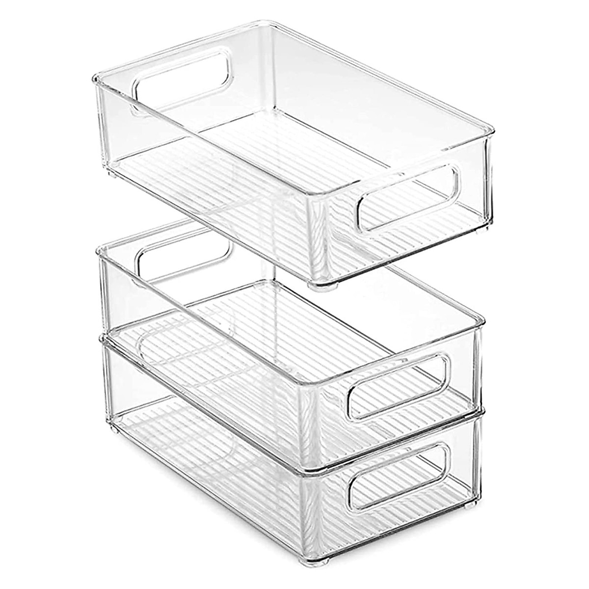 ZHJ 3Pcs Stackable Refrigerator Organizer Bins Fridge Organizers Clear Plastic Pantry Food Storage Rack For Fridge, Freezer And Kitchen fridge storage