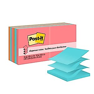 Post-it Pop-up Notes, 3x3 in, 12 Pads, America's #1 Favorite Sticky Notes, Poptimistic, Bright Colors (Pink, Orange, Blue), Clean Removal, Recyclable (R330-18CTCP)