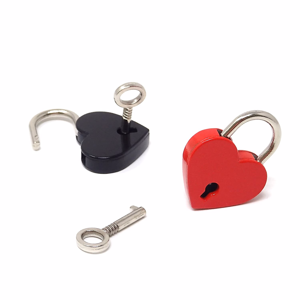 Honbay 2PCS Mini Love Heart Shaped Lock Padlock with Key for Jewelry Box, Purse, Handbag, Backpacks, Cabinet, Treasure Chest, Suitcases, Lockers, Letter Box, Diary, etc