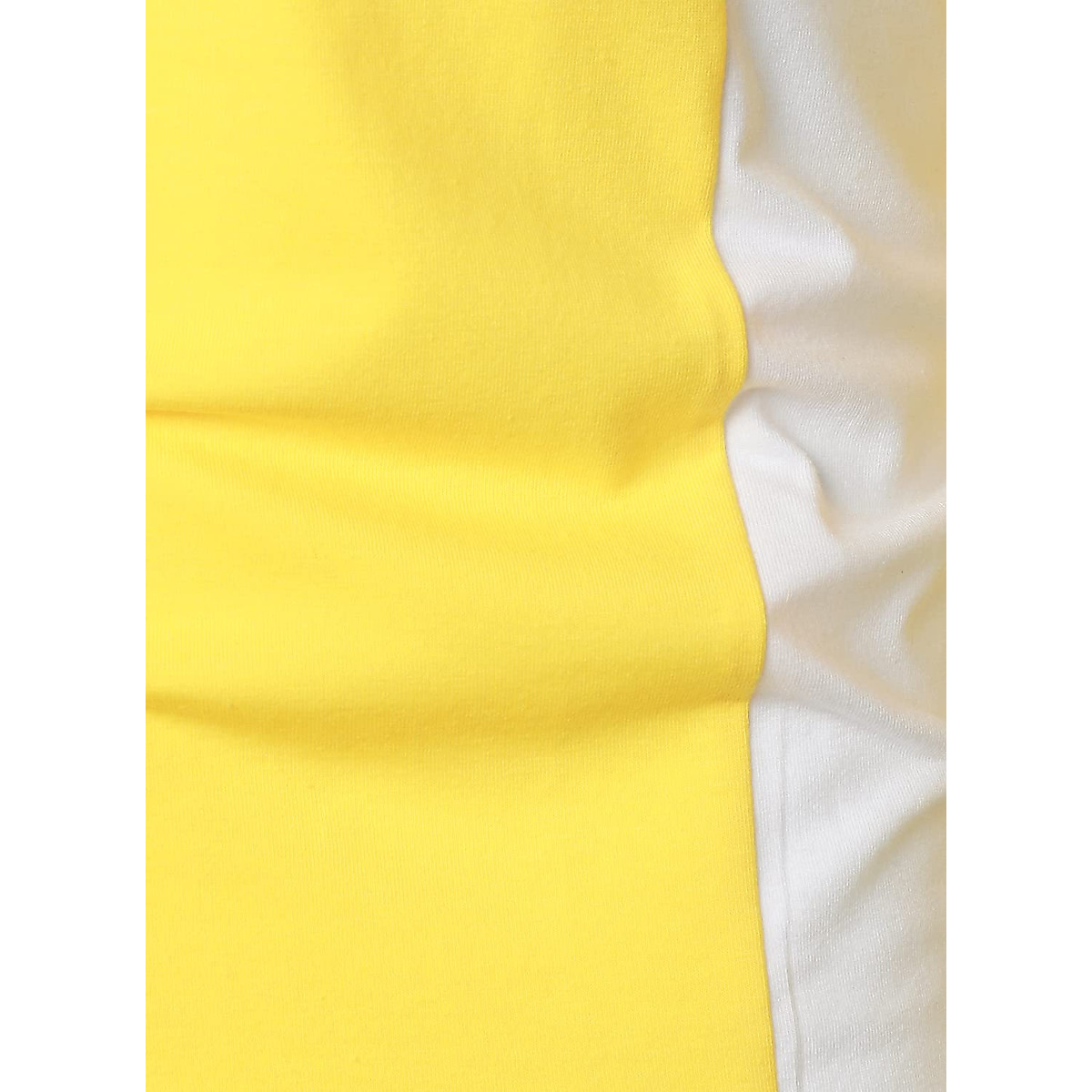 HOOD CREW Mens Long Sleeve Polo Shirts Fashion Color Block Zipper T shirts Yellow 3XL