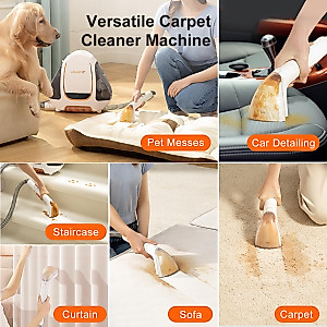UWANT Portable Carpet & Upholstery Cleaner Machine, 12Kpa Strong Suction Small Handheld Cleaner, Lightweight Shampooer for Car, Auto Detailer, Pet Stains, Furniture, Couch, B100