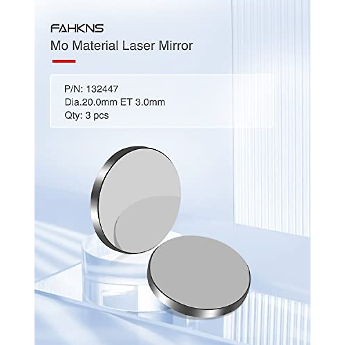 3PCS FAHKNS Molybdenum Reflective Lens Dia:20mm/0.79" T3mm Mo Mirror Laser Lens for CO2 Laser Engraving Cutting Engraver/Cutter 40W-200W