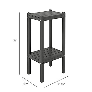 WestinTrends Malibu 36" Outdoor Adirondack HDPE 2-Tier Patio Side Table, Teak