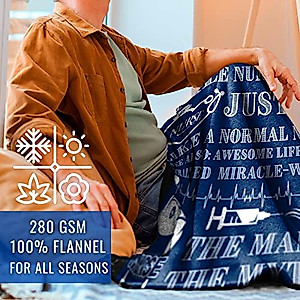 InnoBeta Nurse Blanket, Funny Nurse Gifts for Men, Murse, Warm Soft Fuzzy Blanket for Men, Nurse Gift for Male Nurse, RN, Retired Nurse Nursing School, Throw Blanket 50x65 Inches Blue