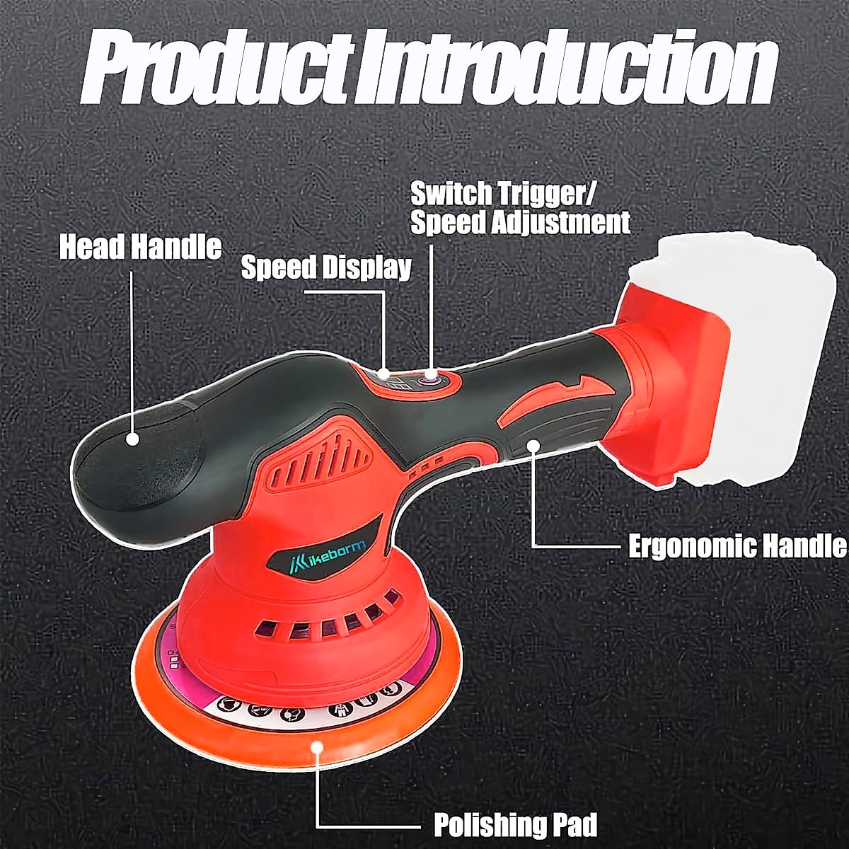 Cordless Car Buffer Polisher for Milwaukee 18V Battery 48-11-1850, Orbital Polisher with 6 Variable Speed, Power Polisher Replace 2738-20 for Car Detailing/Polishing/Waxing(Battery Not Included)
